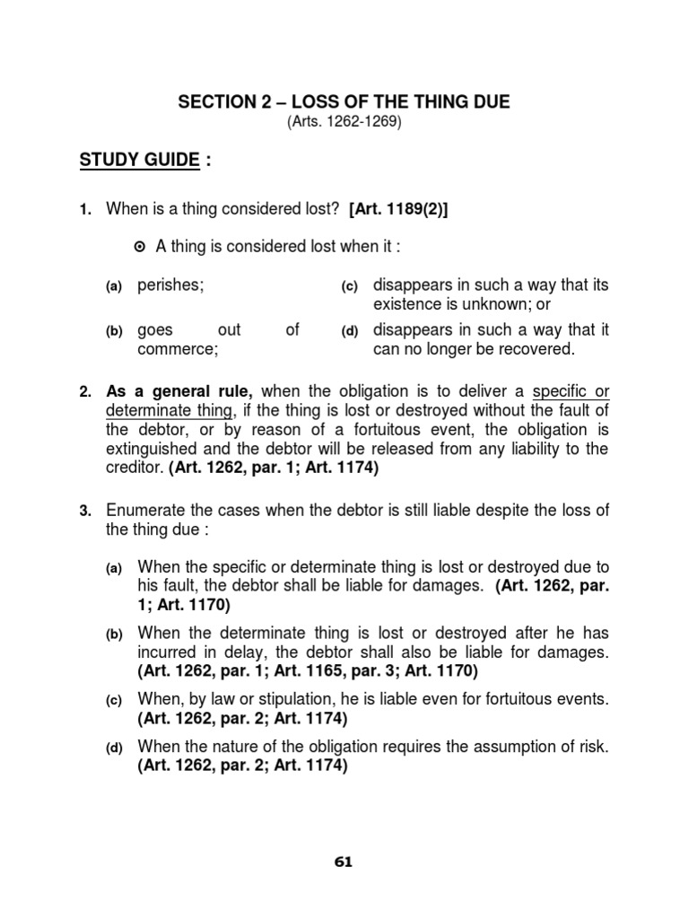 CHAPTER 4 SEC 2 Arts 1262 1269 | PDF | Law Of Obligations | Legal Liability