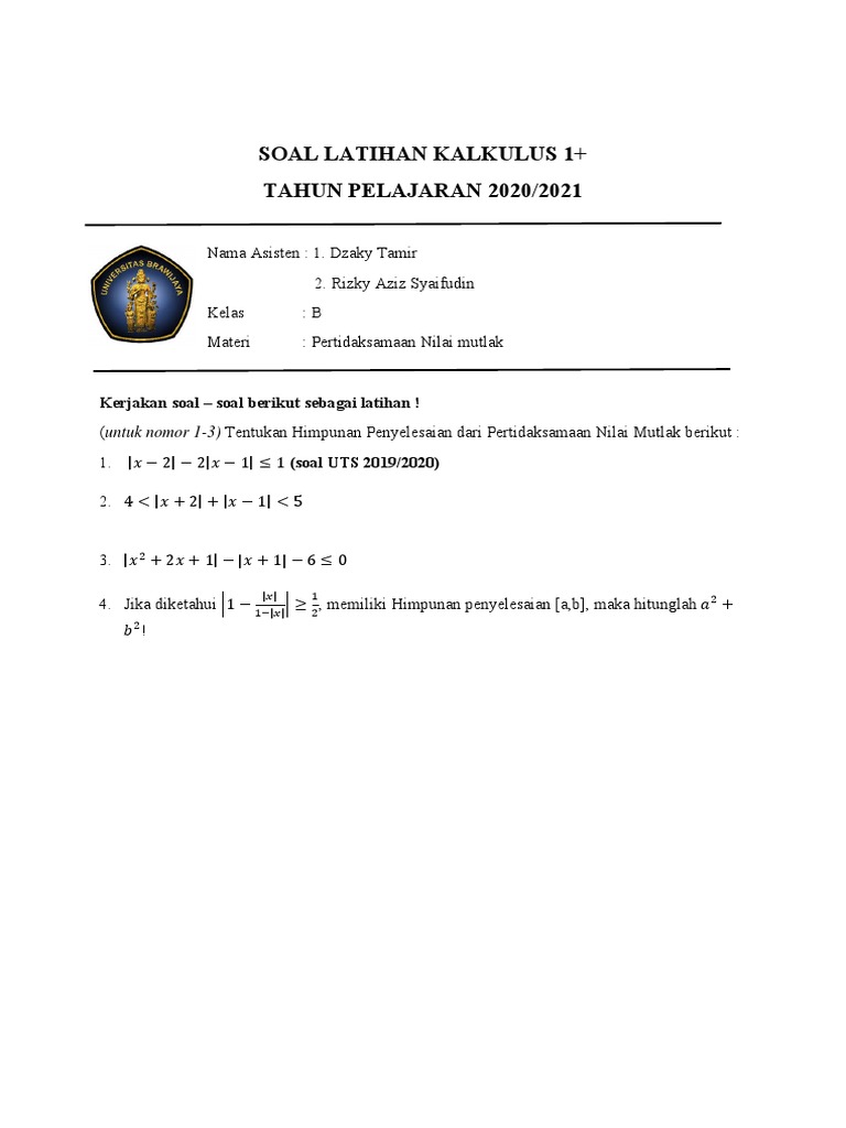 Soal Latihan Kalkulus 1 | PDF