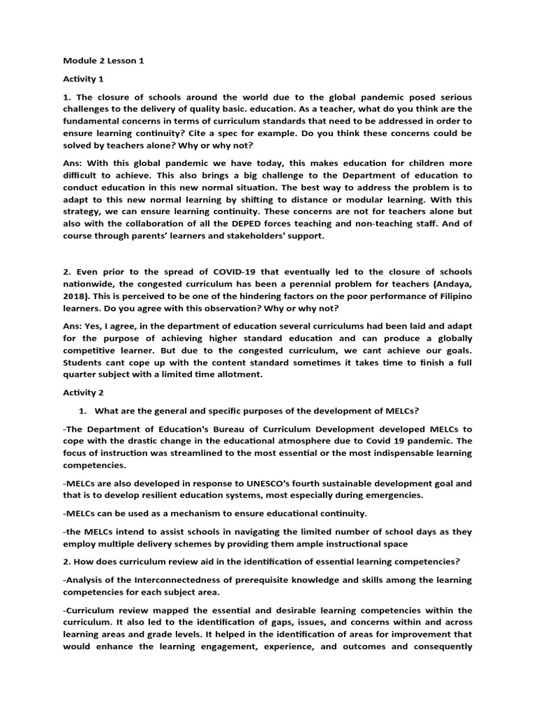 LDM2 Module 2 With Answers | PDF | Curriculum | Competence (Human Resources)