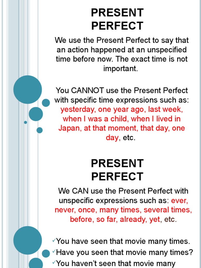 Understanding Present Perfect Tense | PDF | Perfect (Grammar) | Verb