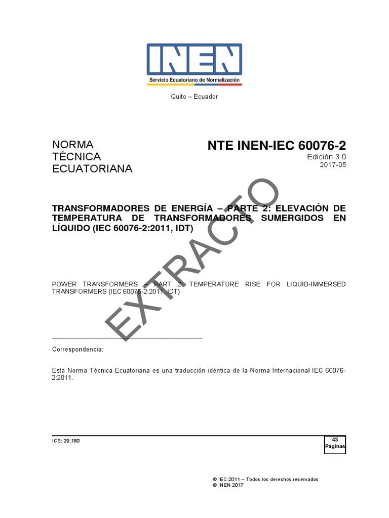 Nte Inen Iec 60076-2 | PDF | Comisión Electrotécnica Internacional ...