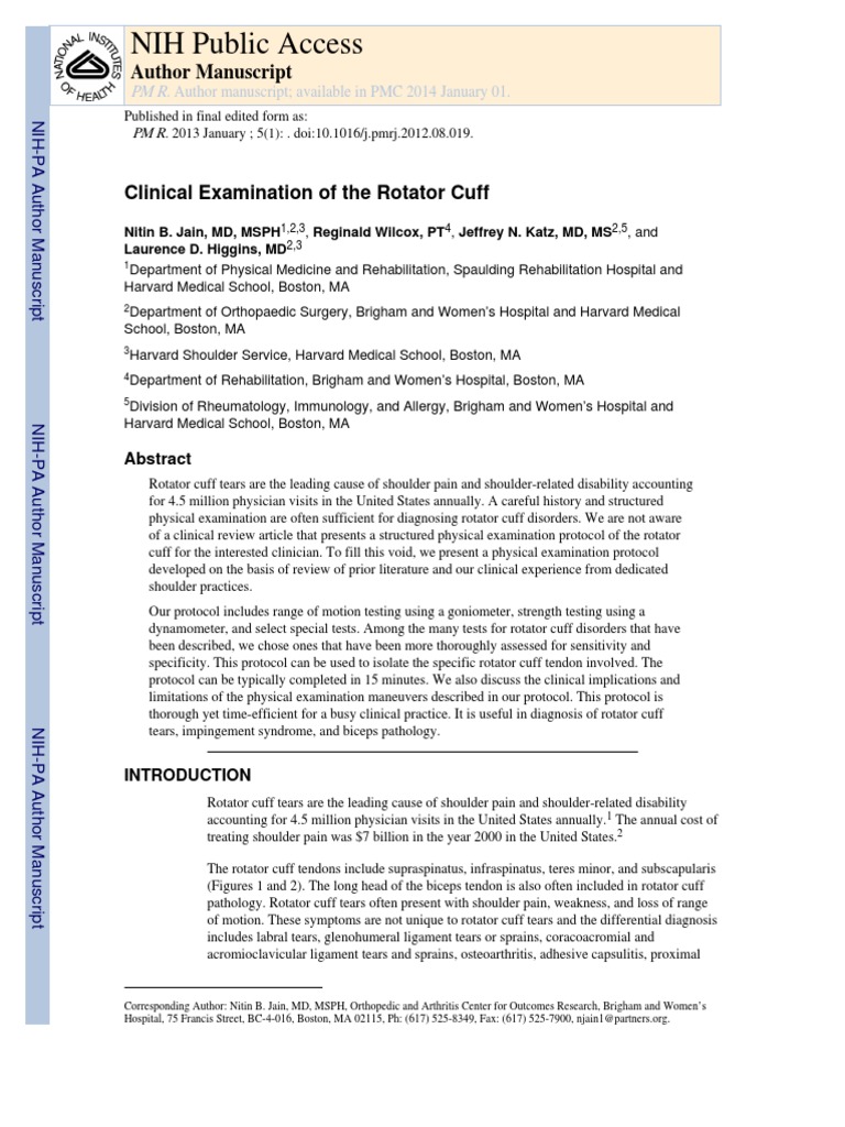 Rotator Cuff Exam Protocol | PDF | Anatomical Terms Of Motion | Shoulder