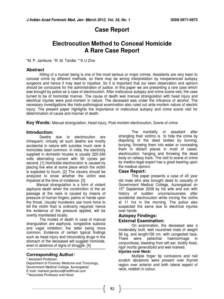 Death Due To Electrocution | PDF | Autopsy | Causes Of Death