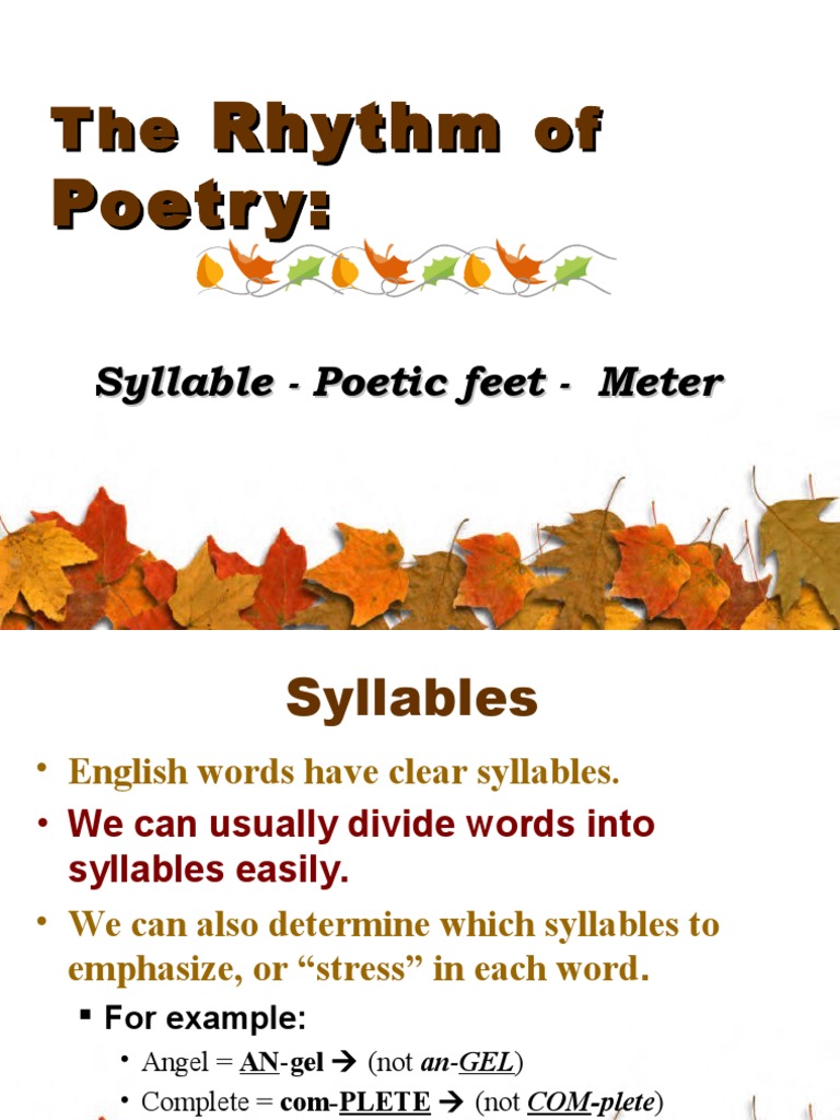 Module 6 Poetic Rhythm and Meter | PDF | Metre (Poetry) | Poetry