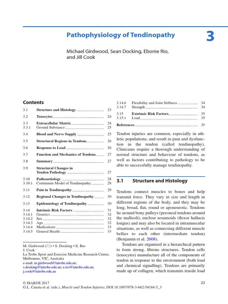 Pathophysiology of Tendinopathy: Michael Girdwood, Sean Docking, Ebonie ...