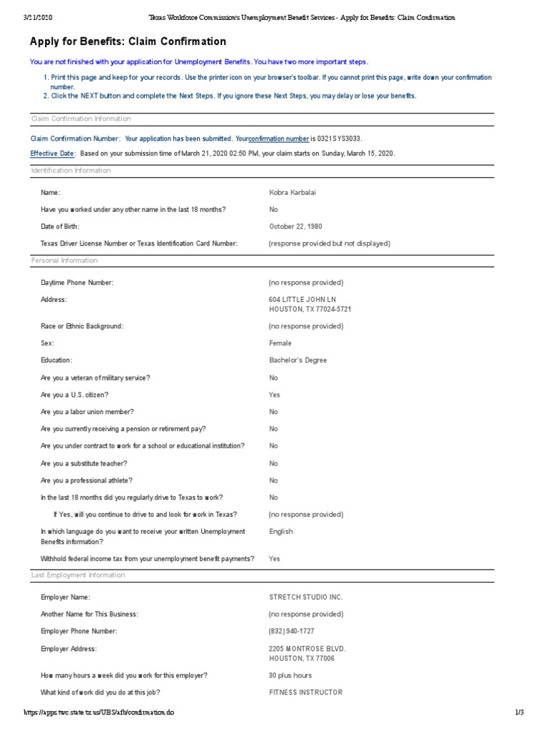 Texas Workforce Commission's Unemployment Benefit Services - Apply For ...