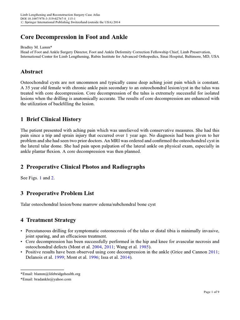 Core Decompression in Foot and Ankle | PDF | Ankle | Medical Specialties