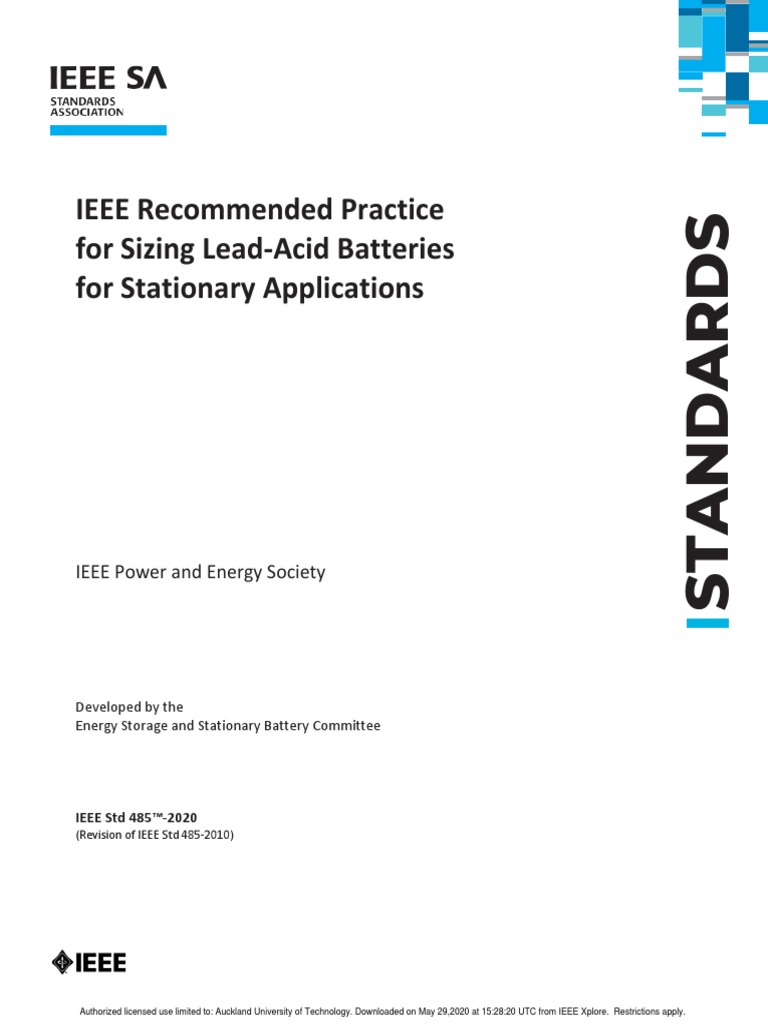 IEEESTD. 485 Battery Sizing | PDF | Regulatory Compliance | Battery Charger