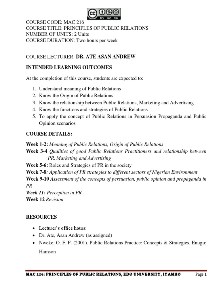 Principles of Public Relations Course | PDF | Public Relations | Propaganda