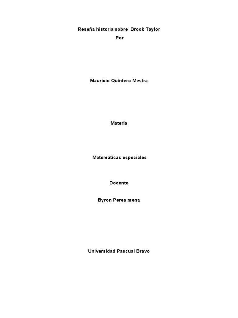 Reseña Brook Taylor | PDF | Enseñanza de matemática | Análisis matemático