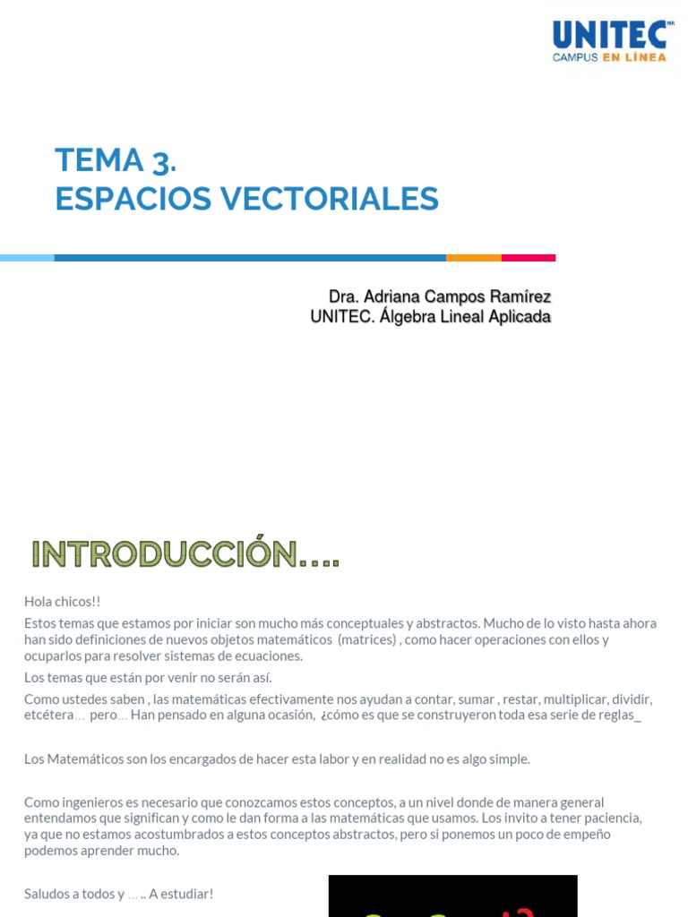 Tema 3. Espacios Vectoriales | PDF | Espacio vectorial | Vector Euclidiano
