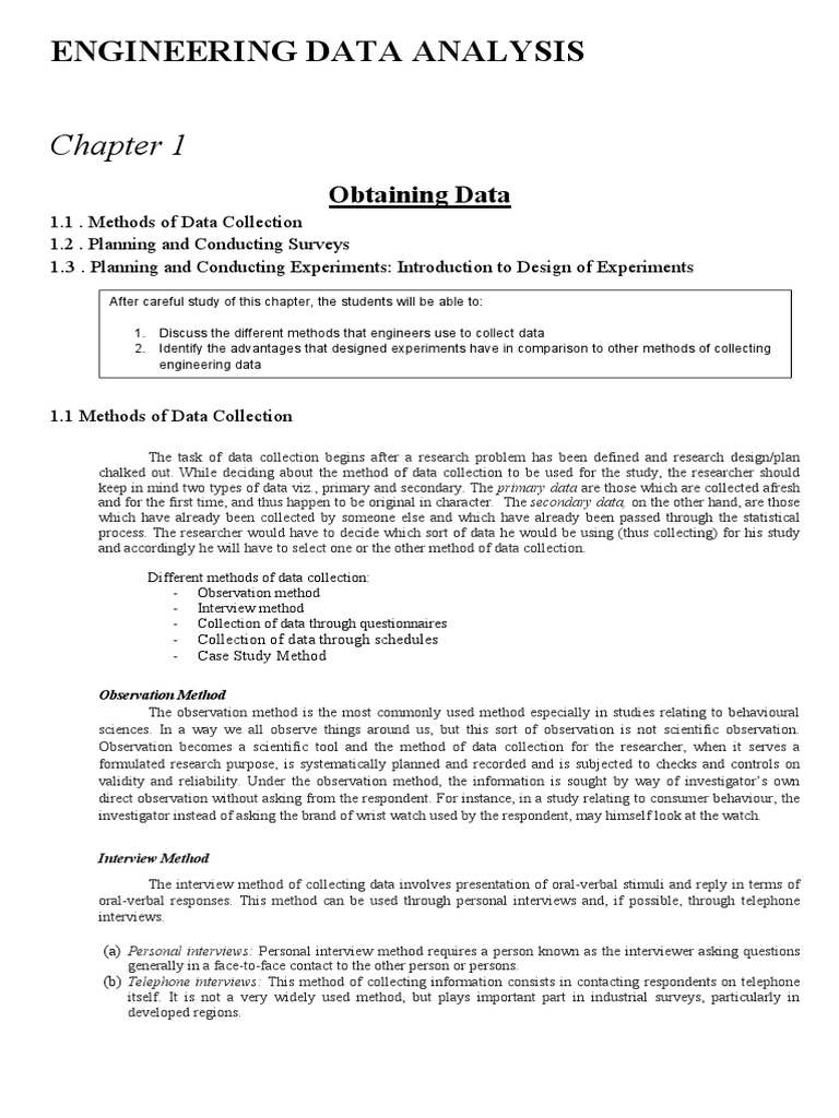 Engineering Data Analysis | PDF | Experiment | Survey Methodology