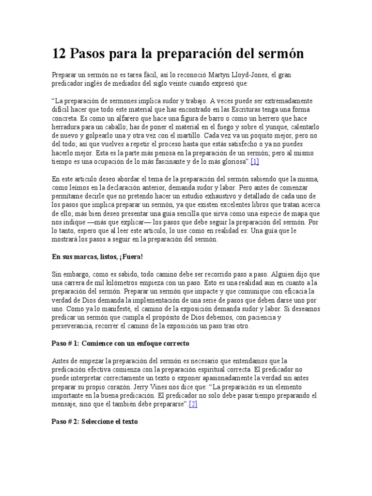 12 Pasos para Preparar Un Sermon | PDF | Sermón | Homilética