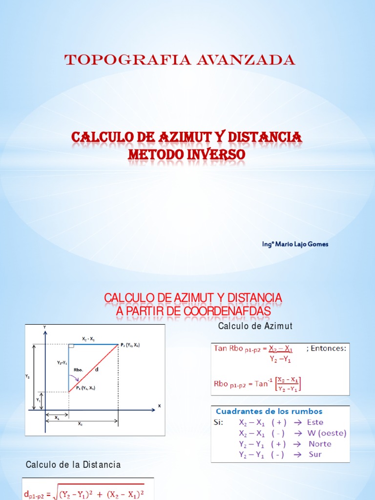 Calculo de Azimut y Distancia PDF | PDF