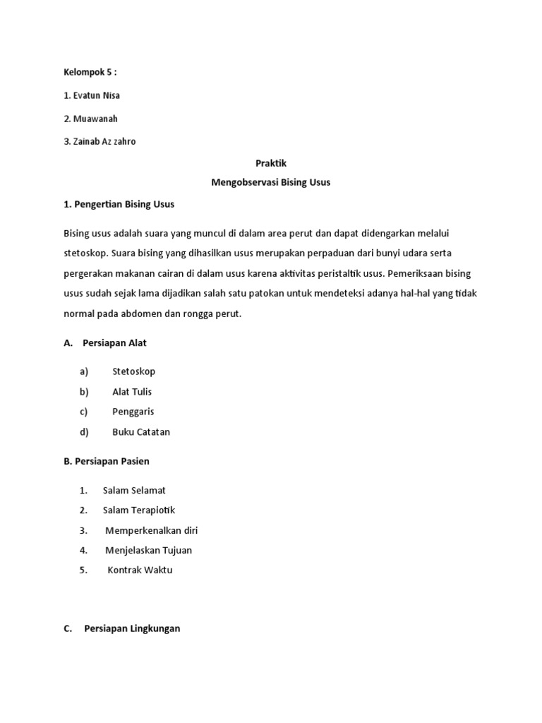 Observasi Bising Usus: Prosedur dan Teknik | PDF