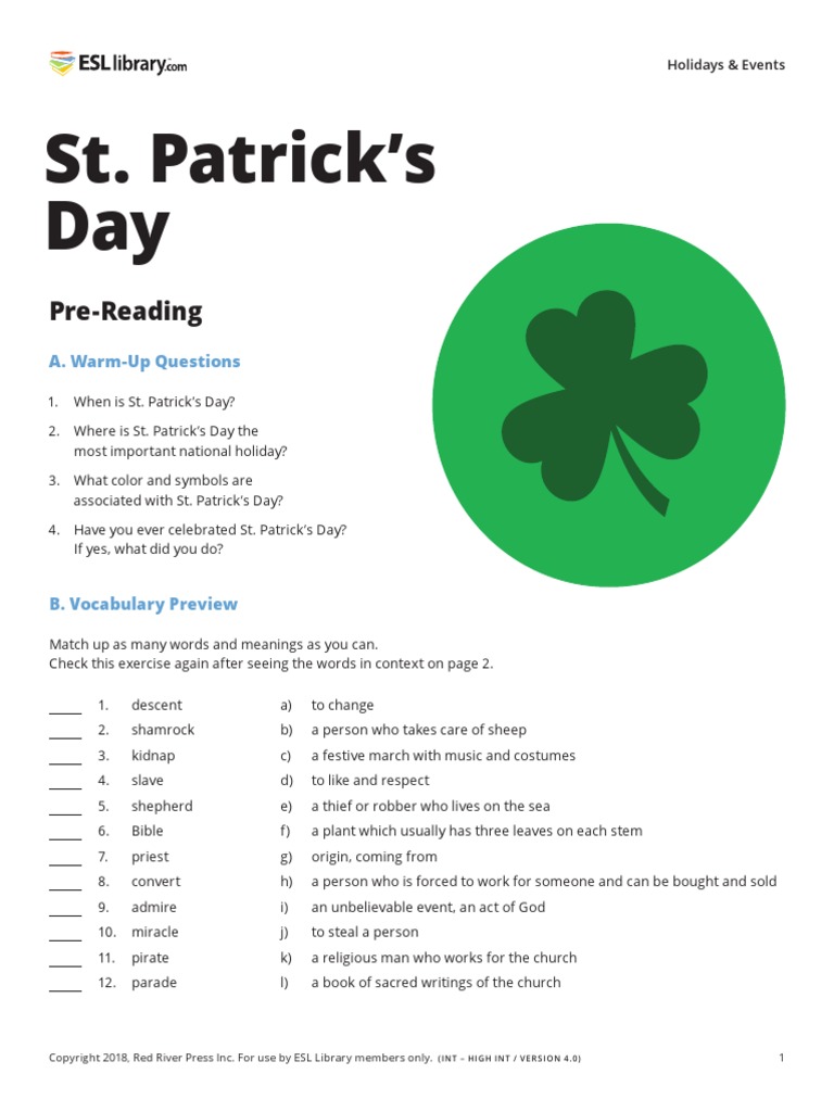 ST - Patricks Day | PDF | Saint Patrick