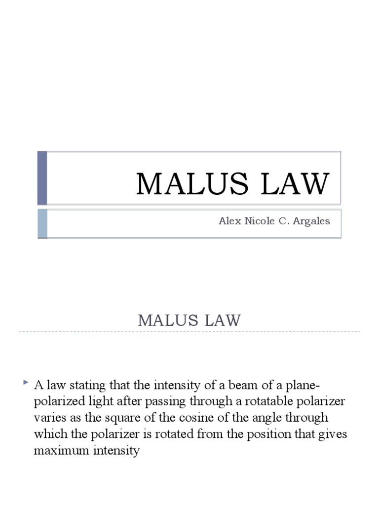 Malus Law: Alex Nicole C. Argales | PDF