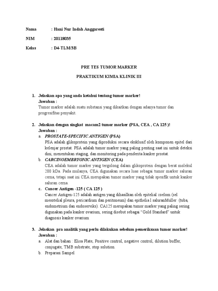 Contoh Tumor Marker dan Metode ELISA | PDF