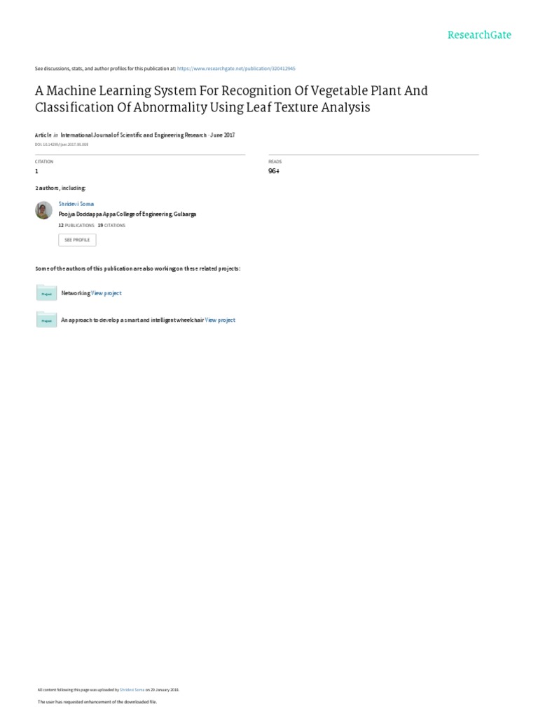 A Machine Learning System For Recognition of Vegetable Plant and Classification of Abnormality ...