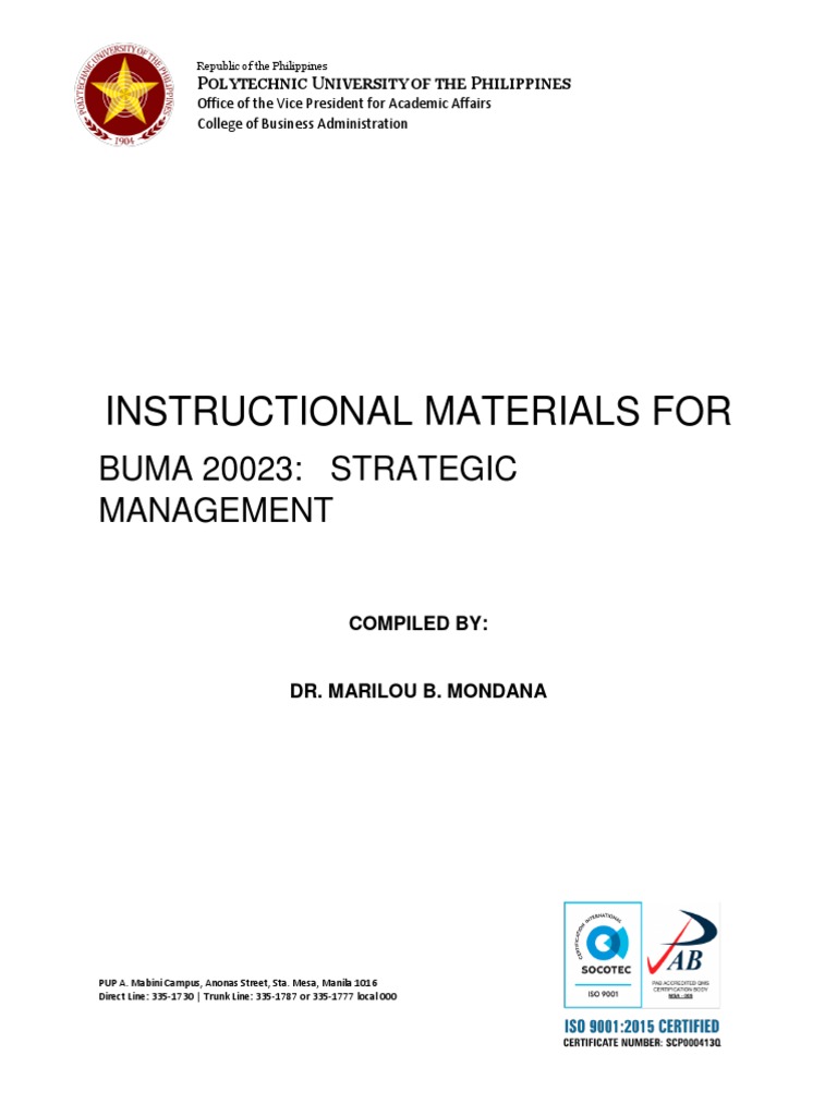 BUMA 20023: Strategic Management Guide | PDF | Competitive Advantage ...