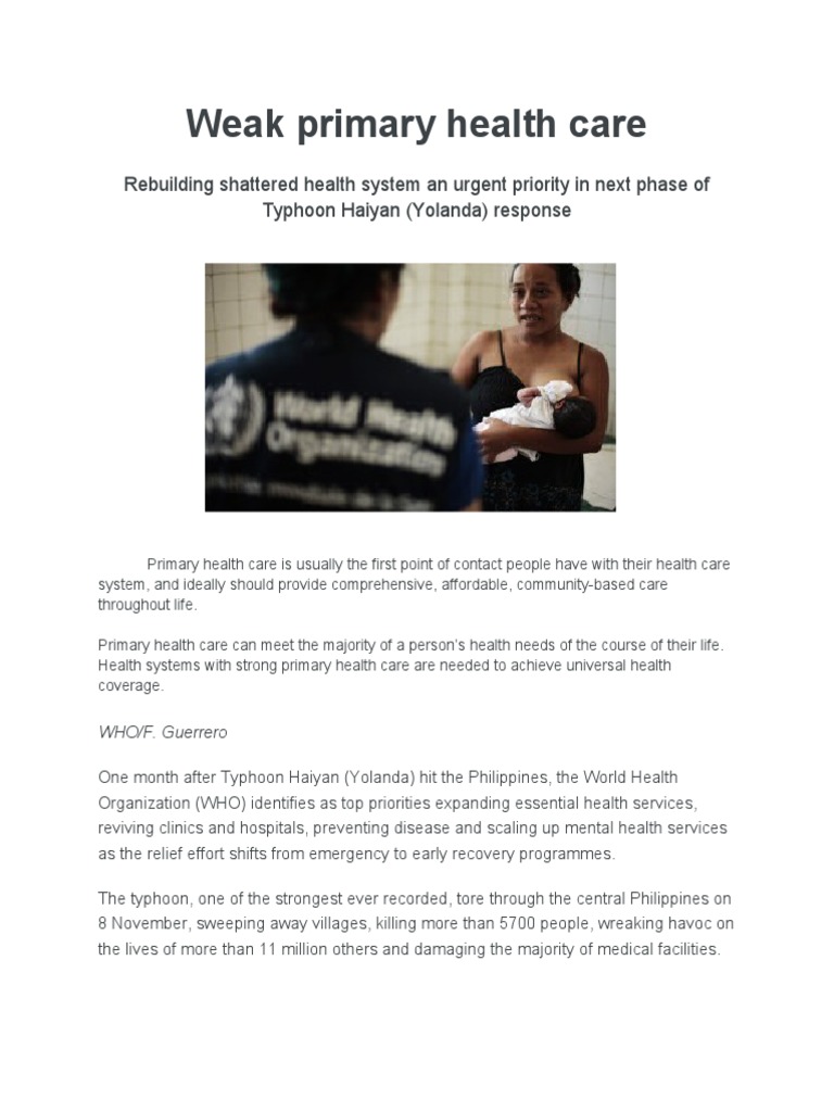 Weak Primary Health Care | PDF | World Health Organization | Health Care
