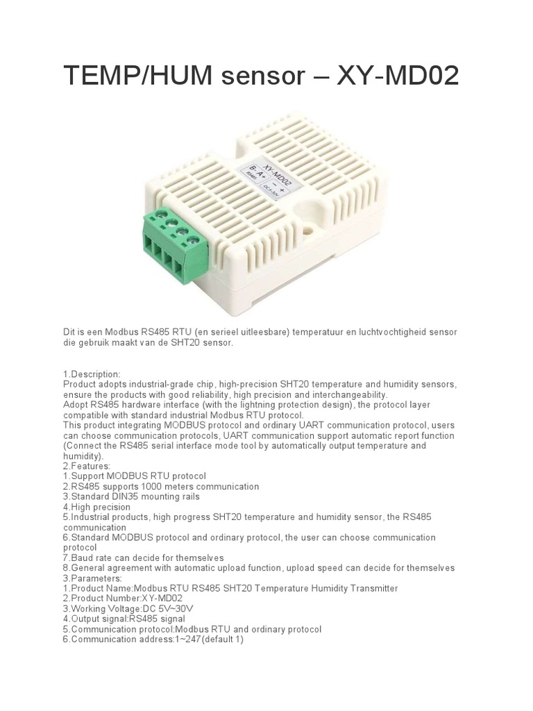 TEMP/HUM sensor - XY-MD02 | PDF | Sensor | Electronic Engineering
