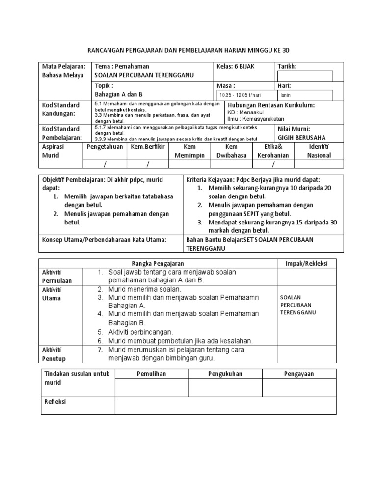 RPH BM 6 Bijak M30 | PDF | Karier & Perkembangan