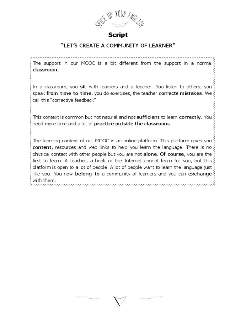 Script: "Let'S Create A Community of Learner" | PDF