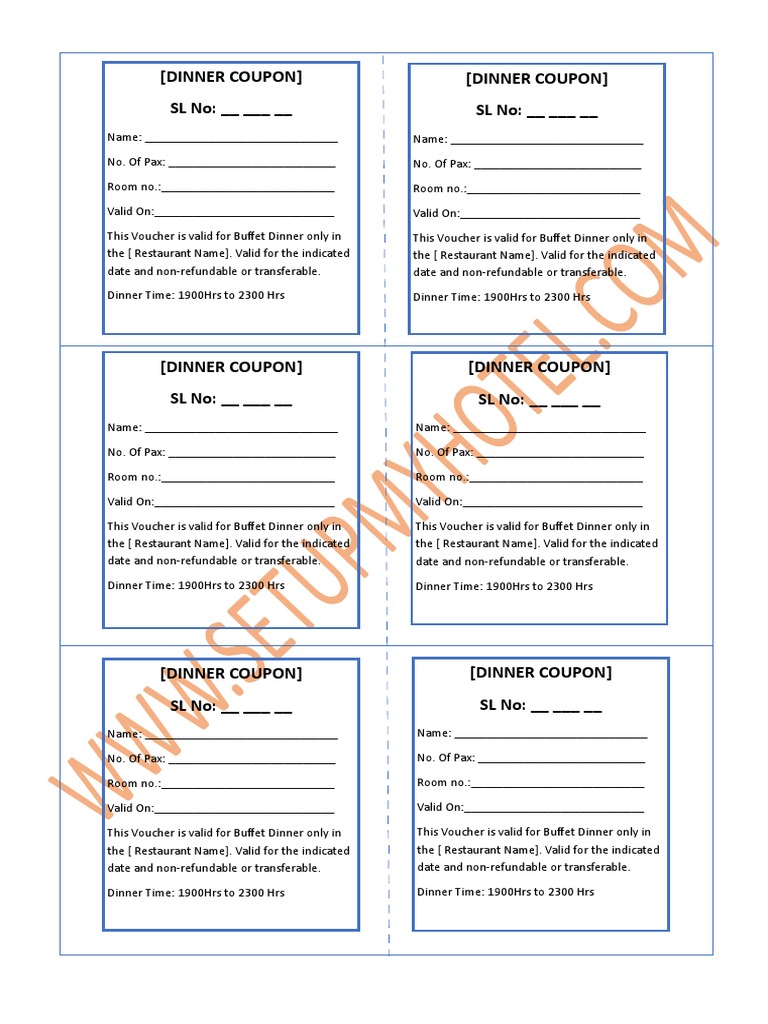 Dinner Meal Coupon Sample Meal Voucher Sample | PDF | Meal | Eating ...