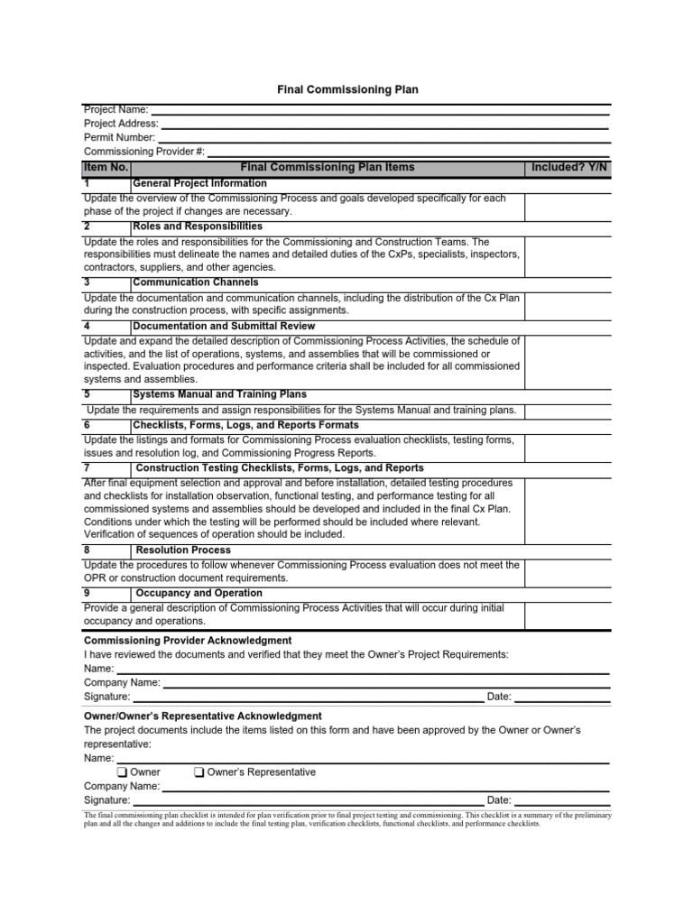 Final Commissioning Plan | Download Free PDF | Verification And ...
