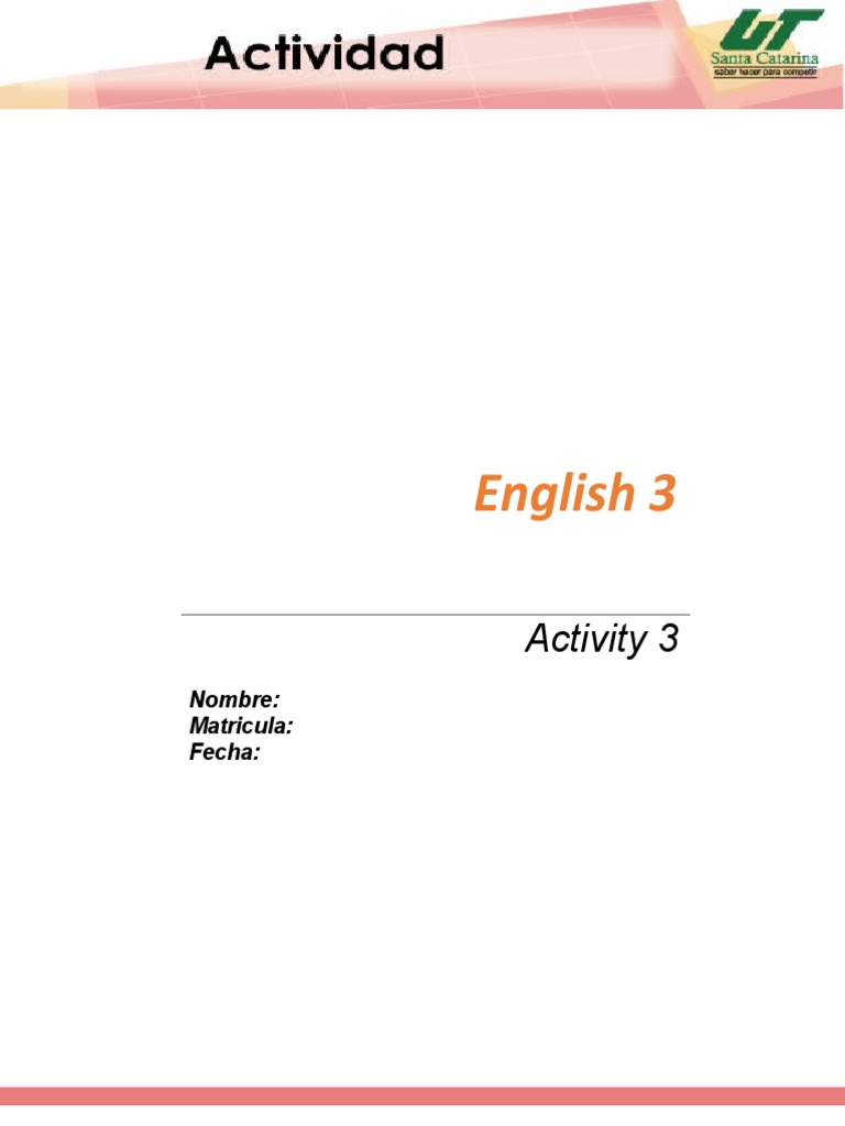 English 3: Activity 3 | PDF