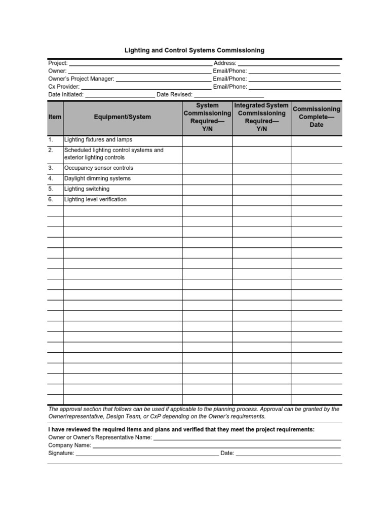 Lighting Control Commissioning Plan | PDF | Lighting | Optics