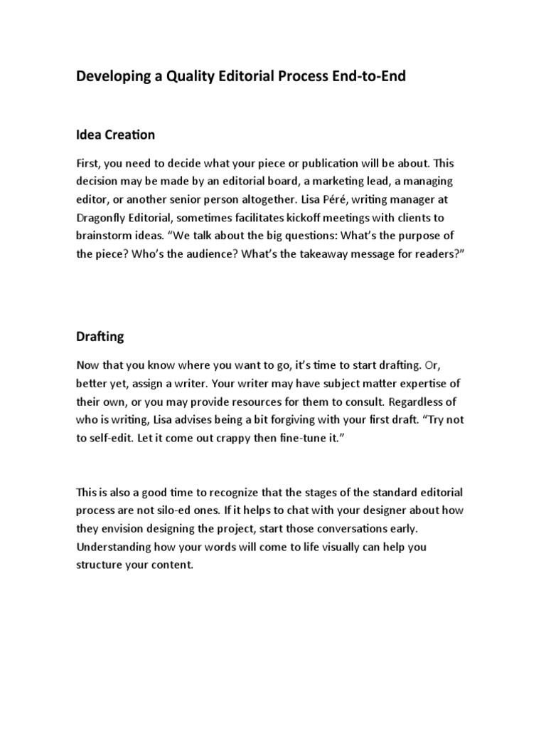 Developing A Quality Editorial Process End-to-End: Idea Creation | PDF ...