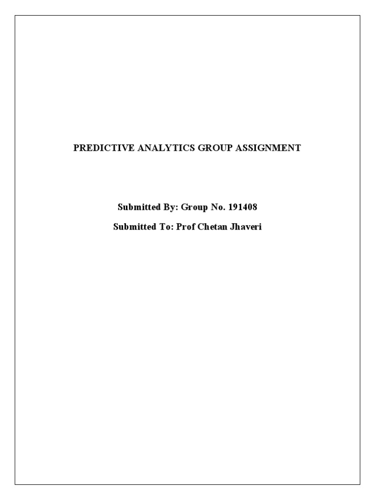 Predictive Analytics Group Assignment | Download Free PDF | Outlier | Errors And Residuals