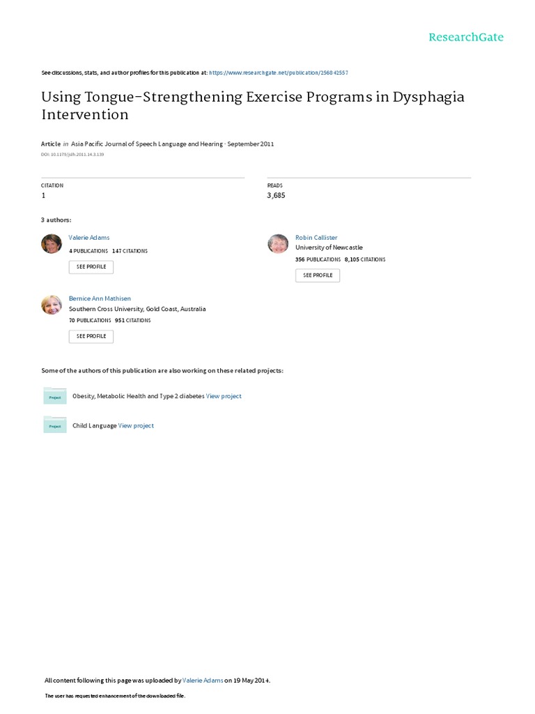 Using Tongue-Strengthening Exercise Programs in Dysphagia Intervention ...
