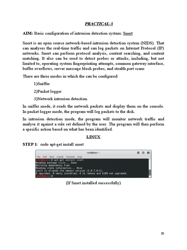AIM: Basic Configuration of Intrusion Detection System: Snort | PDF | Digital Technology ...