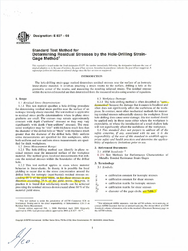 Norma Astm E837 08 | PDF | Drilling | Yield (Engineering)