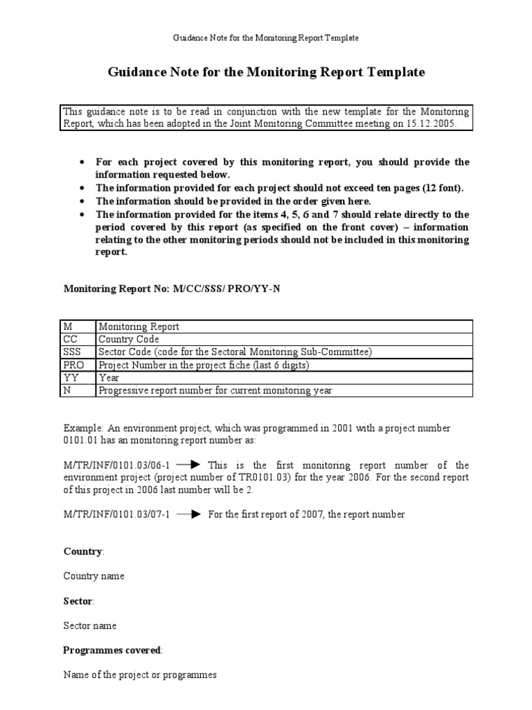 Guidance Note For The Monitoring Report Template | PDF | Goal | Statistics