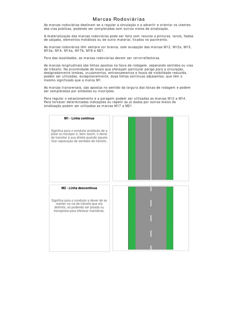 SINALIZAÇÃO RODOVIÁRIA 15 Marcas Rodoviárias PDF | PDF | Tráfego ...