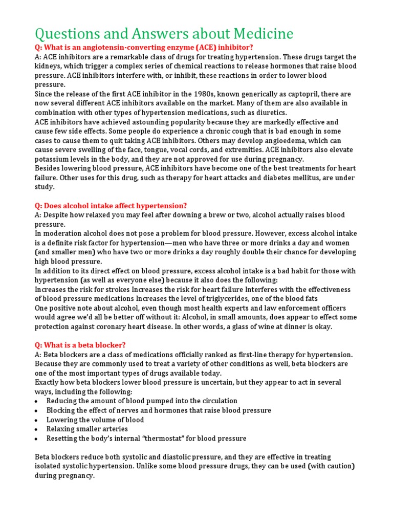 Some Medical Questions and Answers | PDF | Hypertension | Heart