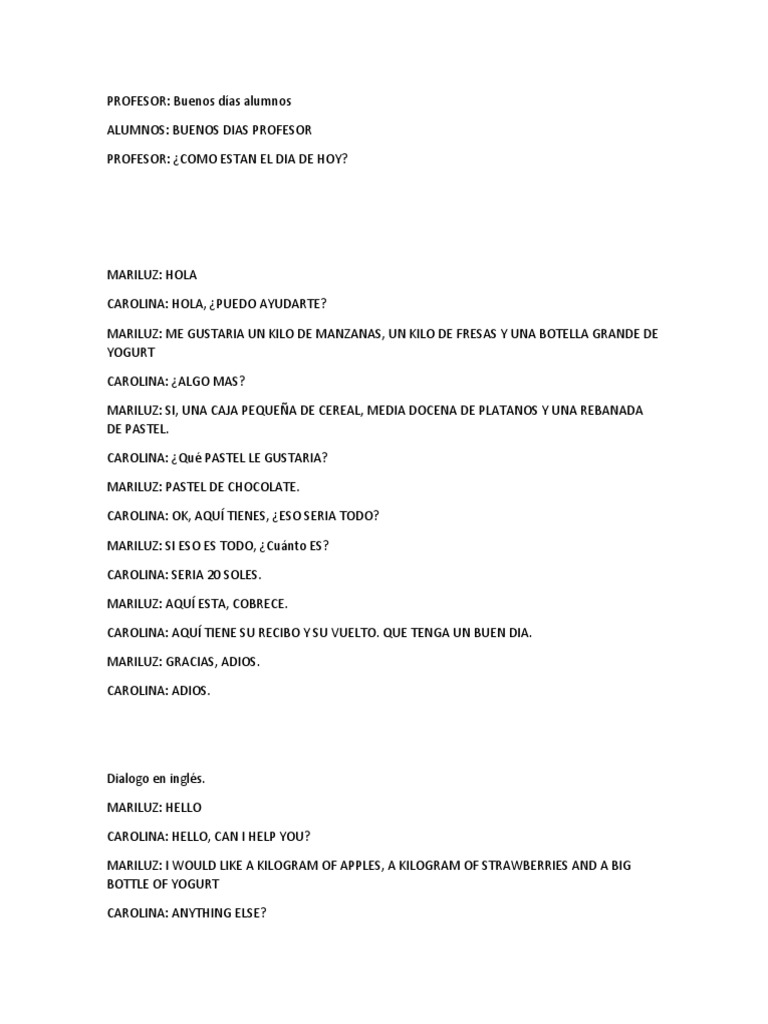 Dialogo de Supermercado | PDF