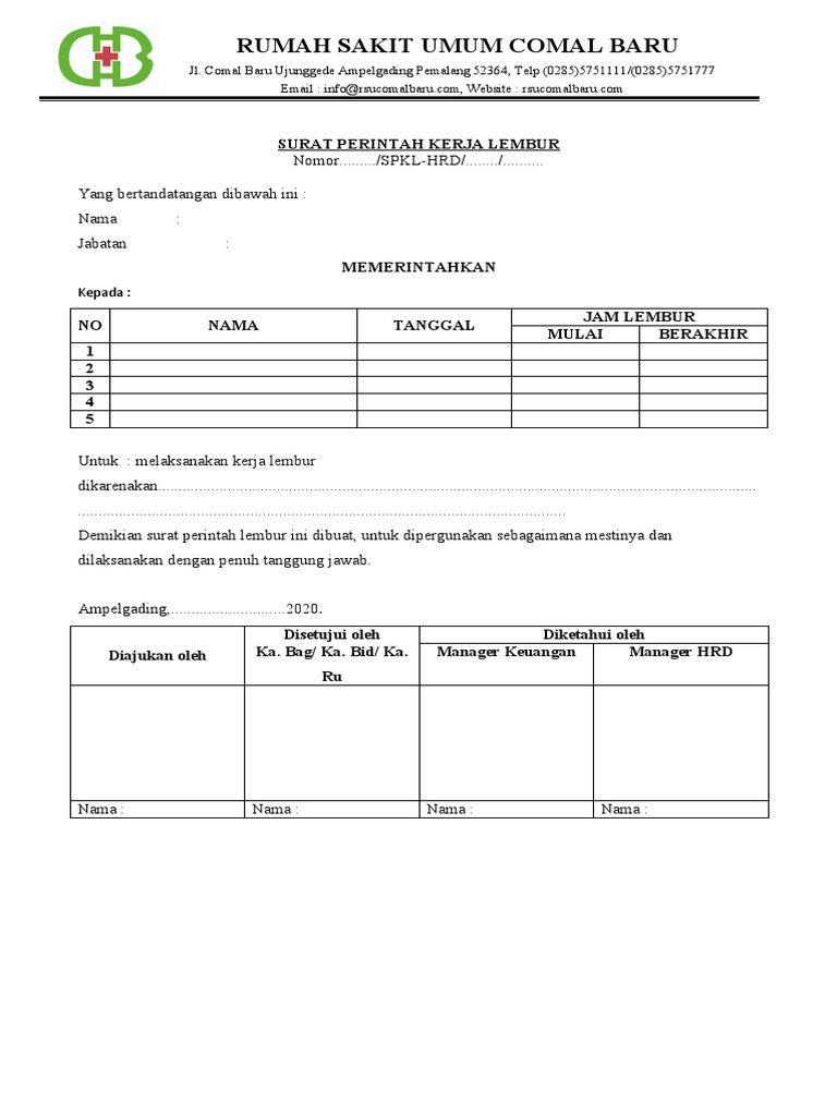 Form Lembur Karyawan | PDF