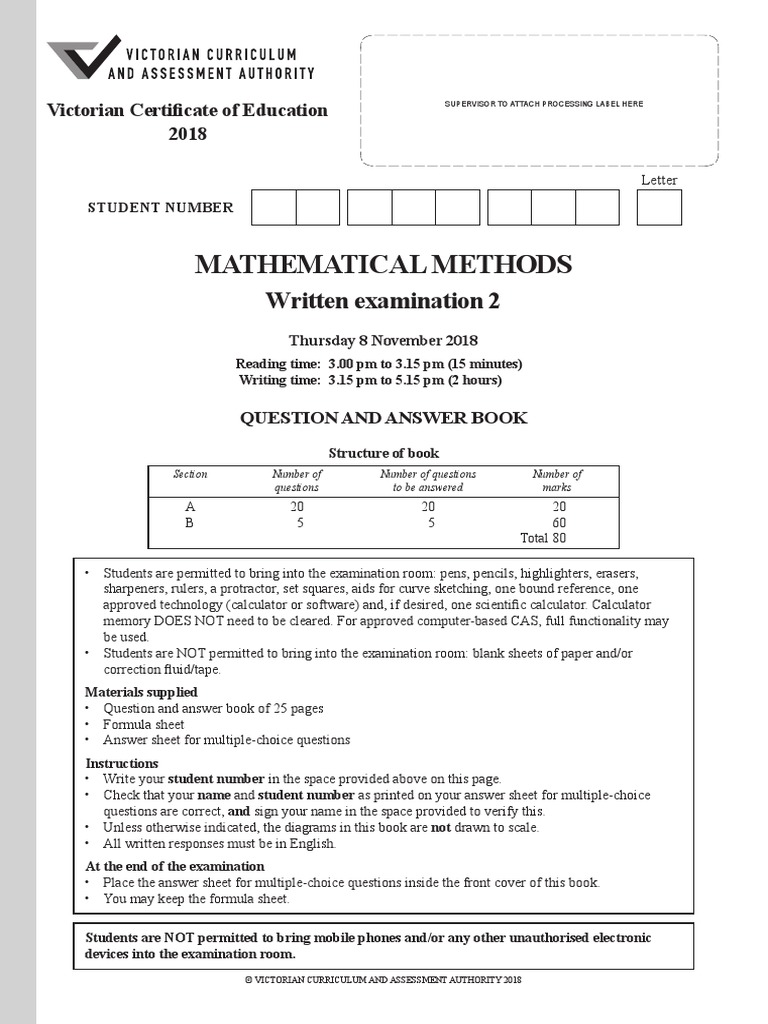 (VCE Methods) 2018 VCAA Unit 34 Exam 2 | PDF | Confidence Interval ...
