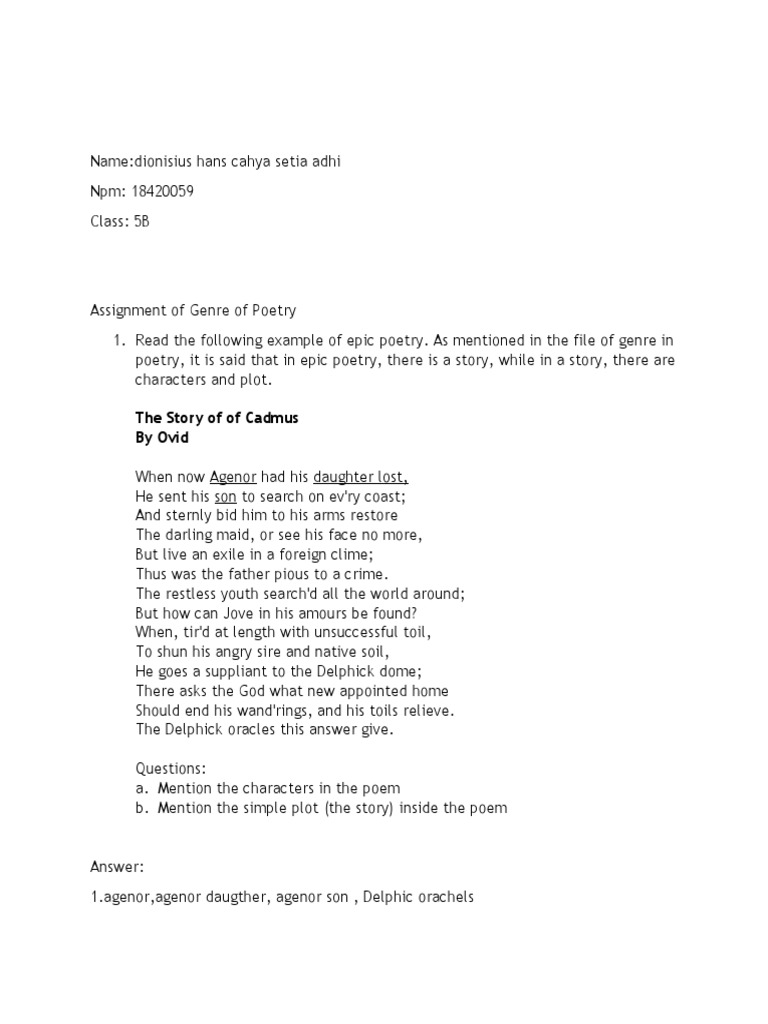 The Story of of Cadmus by Ovid | PDF
