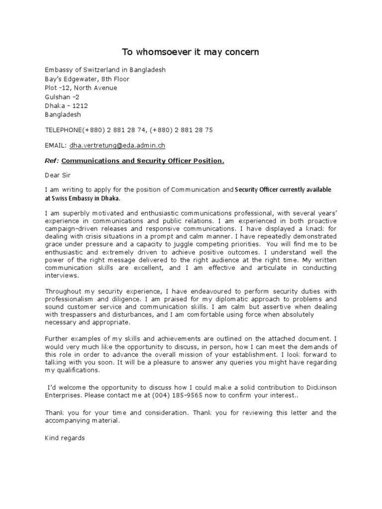 Communication Officer Letter | PDF