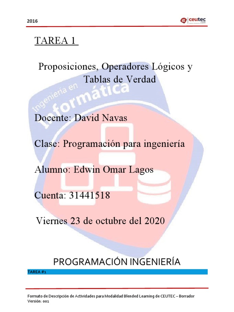 Tarea S01 Edwin Lagos 31441518 | PDF | Proposición | Informática y ...