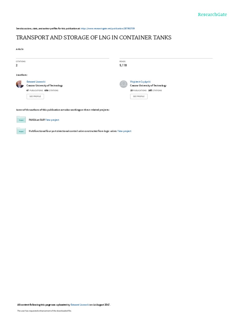 Transport and Storage of LNG in Container Tanks PDF | PDF | Heat ...