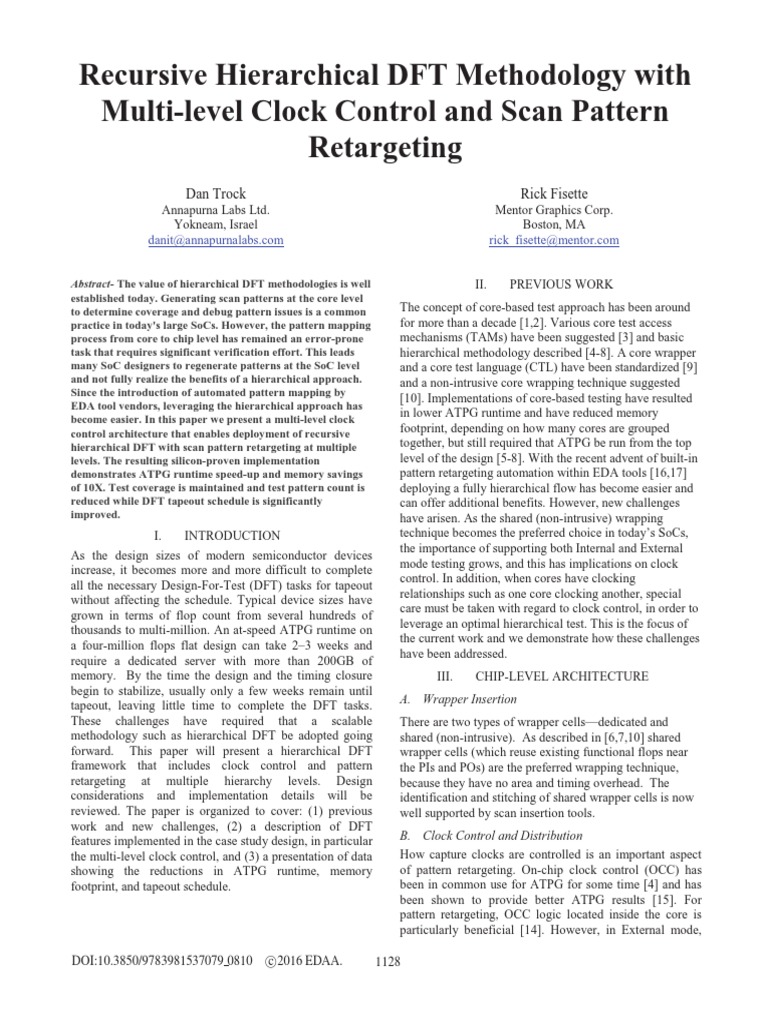 Recursive Hierarchical DFT Methodology With Multi-Level Clock Control ...