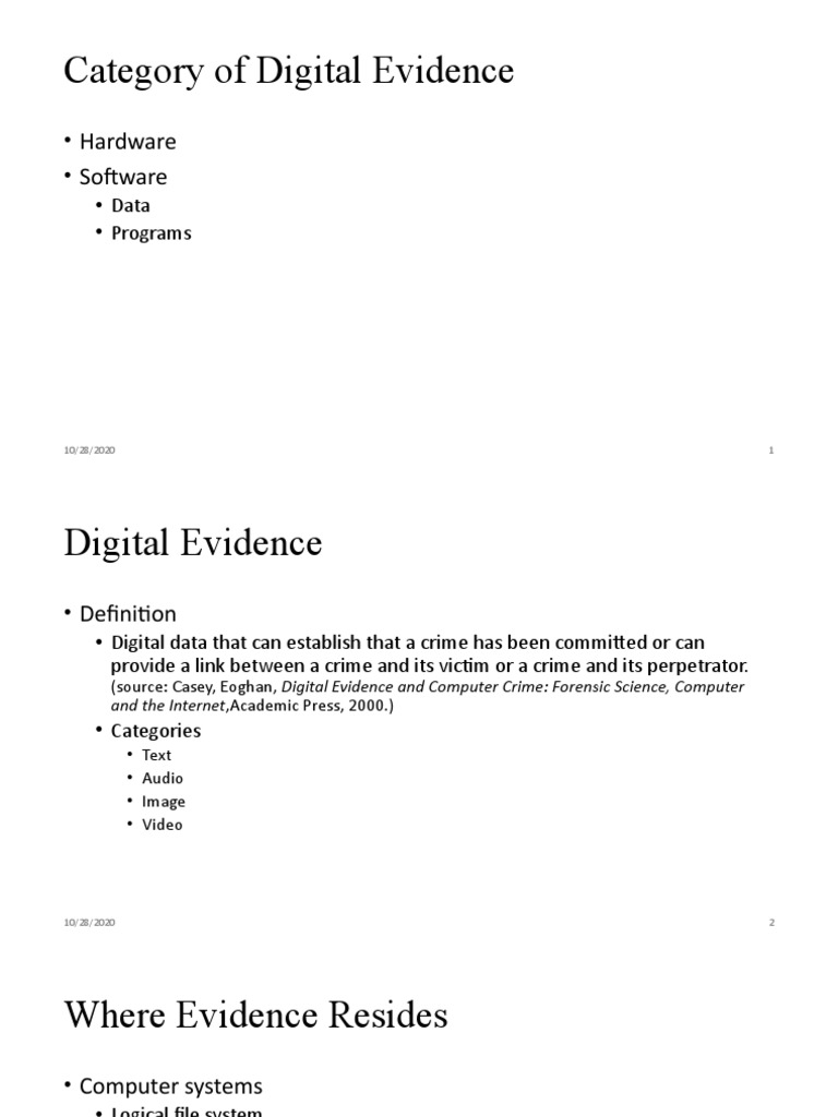 Category of Digital Evidence: - Hardware - Software | PDF | File System ...