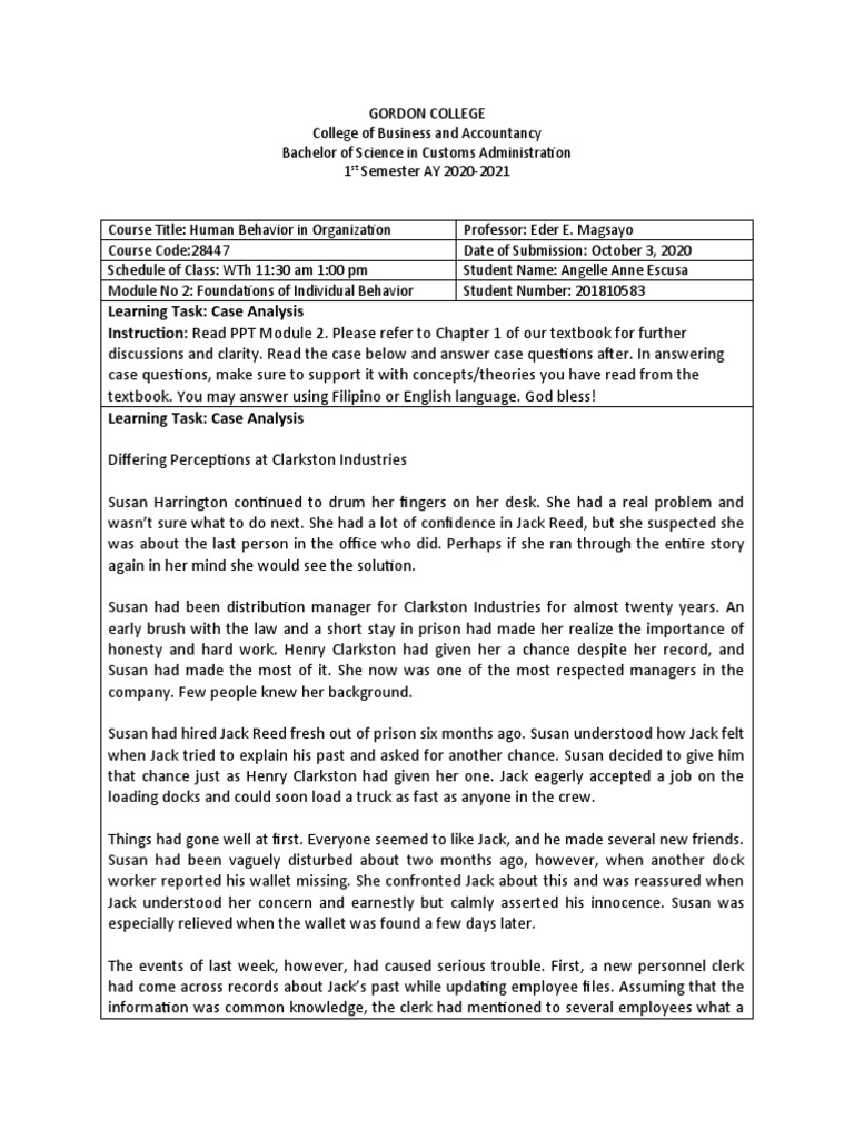 HBO Module 2 Learning Task | PDF | Reinforcement | Applied Psychology